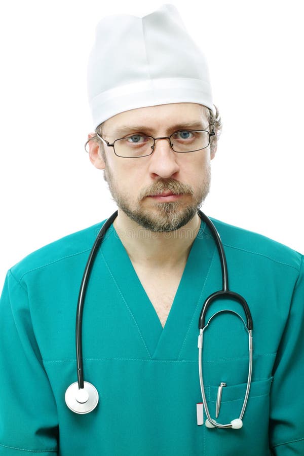 Pensive doctor stock photo. Image of uniform, occupation - 12890754