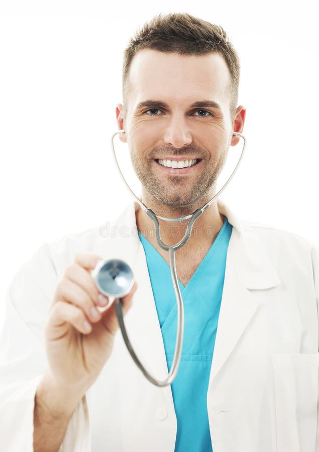 Handsome Doctor with Stethoscope Stock Photo - Image of crossed ...