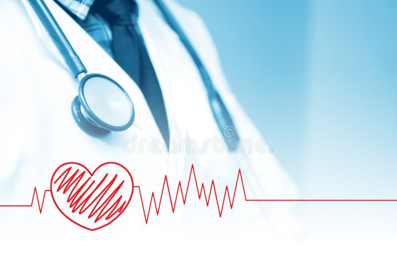 A Stethoscope on Blue Background with a Spring Flowers Stock Image ...