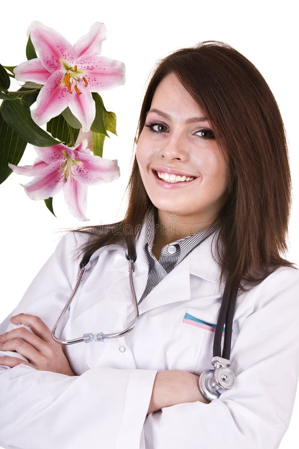 Doctor with Stethoscope and Flower. Stock Image - Image of holiday ...