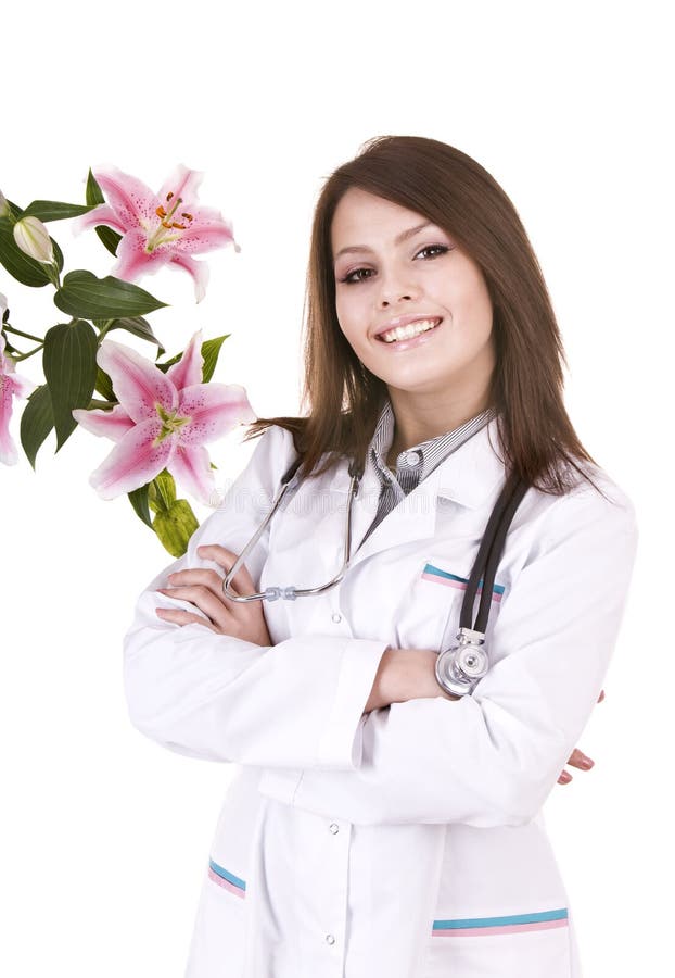 Doctor with Stethoscope and Flower. Stock Image - Image of intern ...