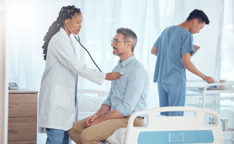 Doctor Stethoscope Or Man With Test Exam Or Patient Healthcare