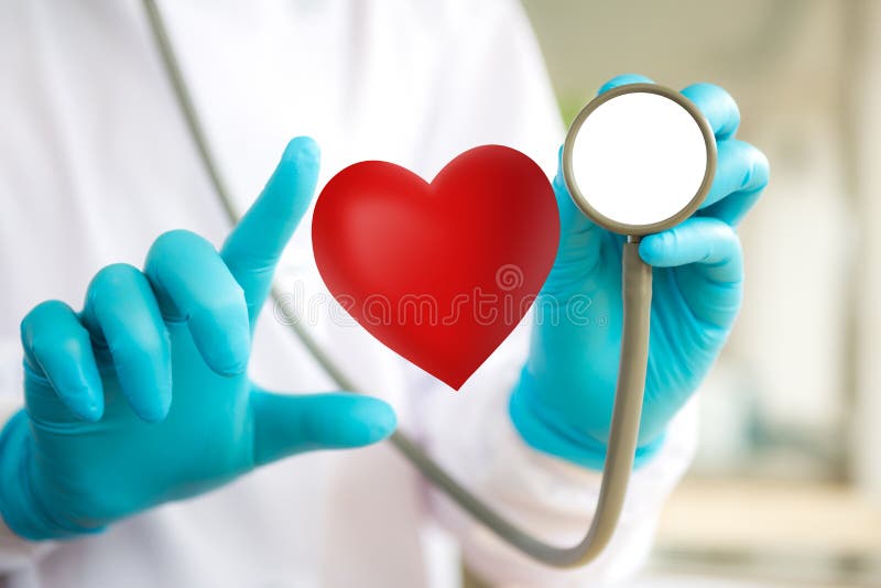 Doctor with Stethoscope and Red Heart Stock Image - Image of hand ...