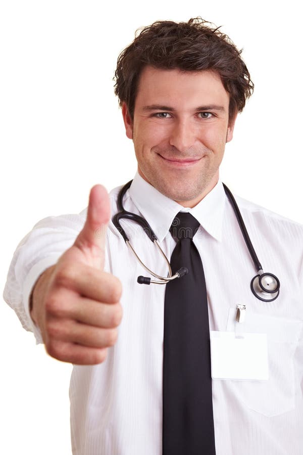 Doctor shows thumbs up stock image. Image of praise - 197561785