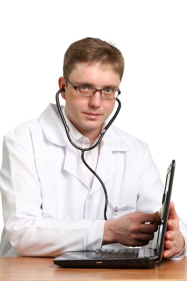 Doctor with Stethoscope Examining Lungs of a Female Patient Stock Image ...