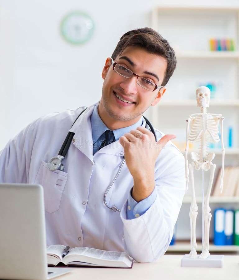Doctor Student Studying the Bones of Skeleton Stock Image - Image of ...