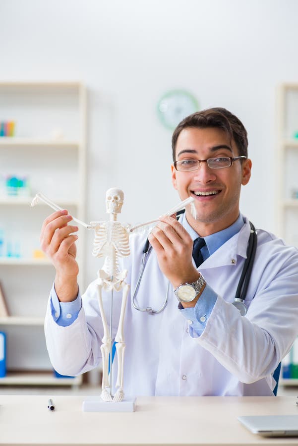 The Doctor Student Studying the Bones of Skeleton Stock Image - Image ...