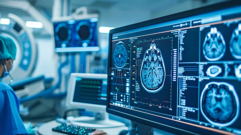 A Doctor Studies Brain Scans in a Modern Medical Facility Stock Photo ...