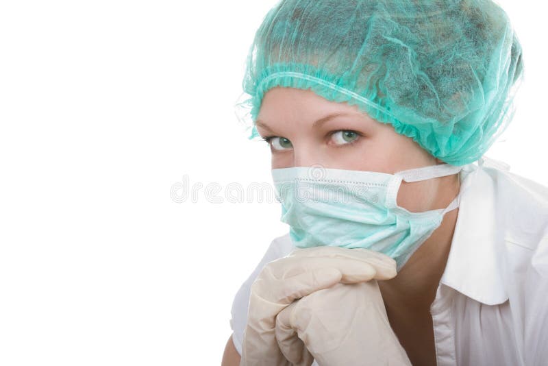 Tearful Stressed Female Doctor or Nurse Crying Wearing Medical Face ...