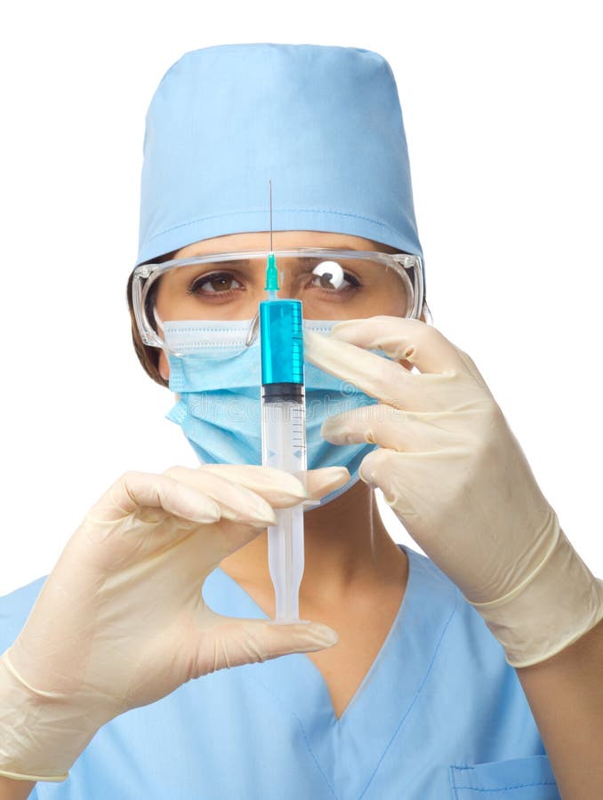 Doctor with Syringe Isolated Stock Photo - Image of color, glove: 29813434