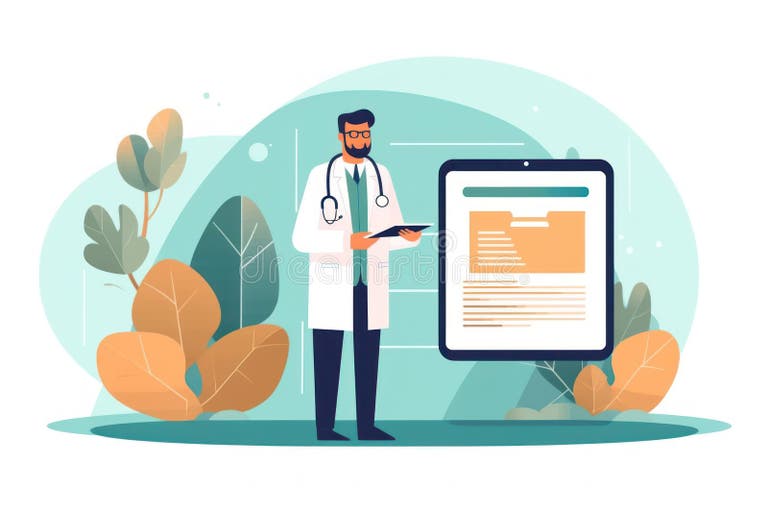 Doctor with Tablet Checking Patient S Stats. Generative Ai Stock ...