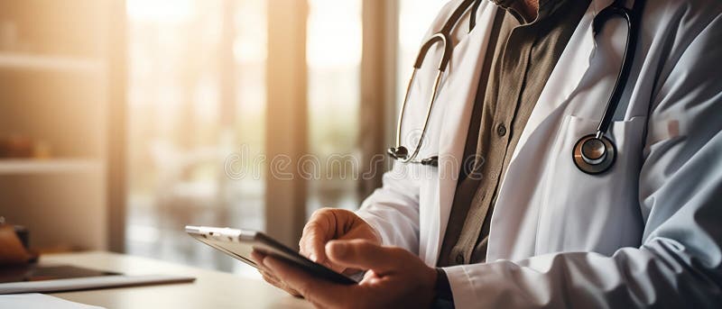 Doctor with Tablet Checking Patient S Stats. Generative Ai Stock ...