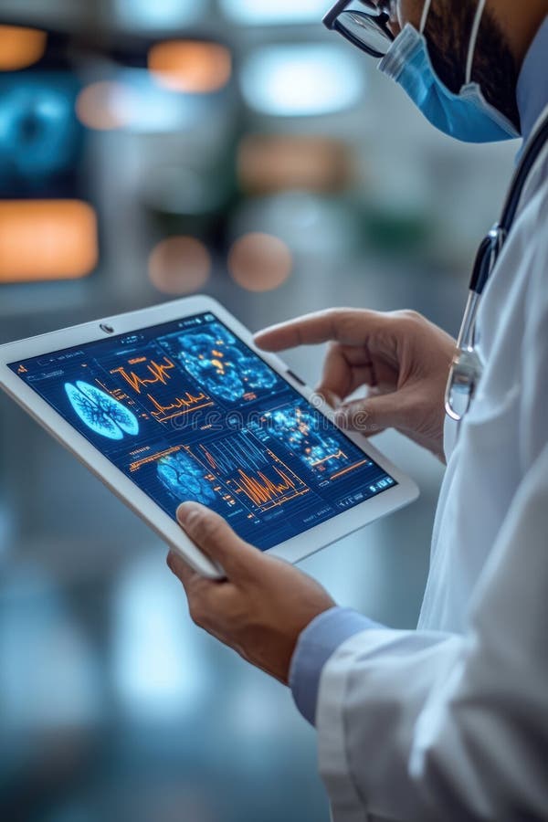 Doctor with Tablet, a Doctor is Holding a Tablet that Displays a ...
