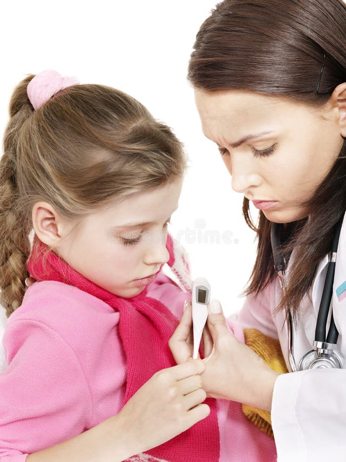 Doctor Take Child Temperature Stock Photo - Image of cold, sickness ...