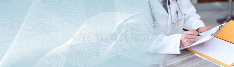 Doctor Taking Notes on Clipboard Panoramic Banner Stock Image - Image ...