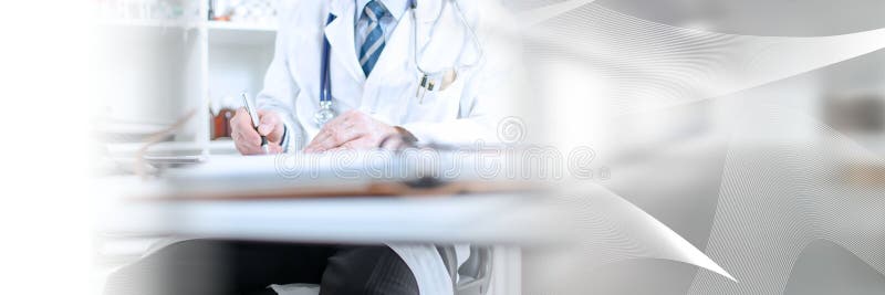 Doctor Taking Notes Panoramic Banner Stock Image - Image of clinic ...