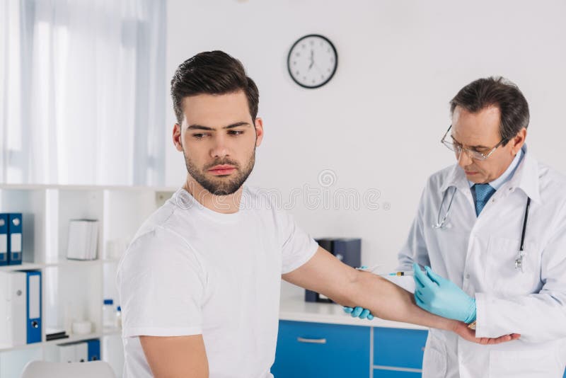 Doctor Taking Patient Blood Stock Image - Image of medicine, gloves ...