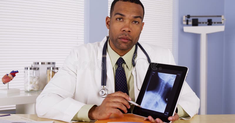 Doctor Talking with X-ray on Tablet Stock Photo - Image of consultant ...