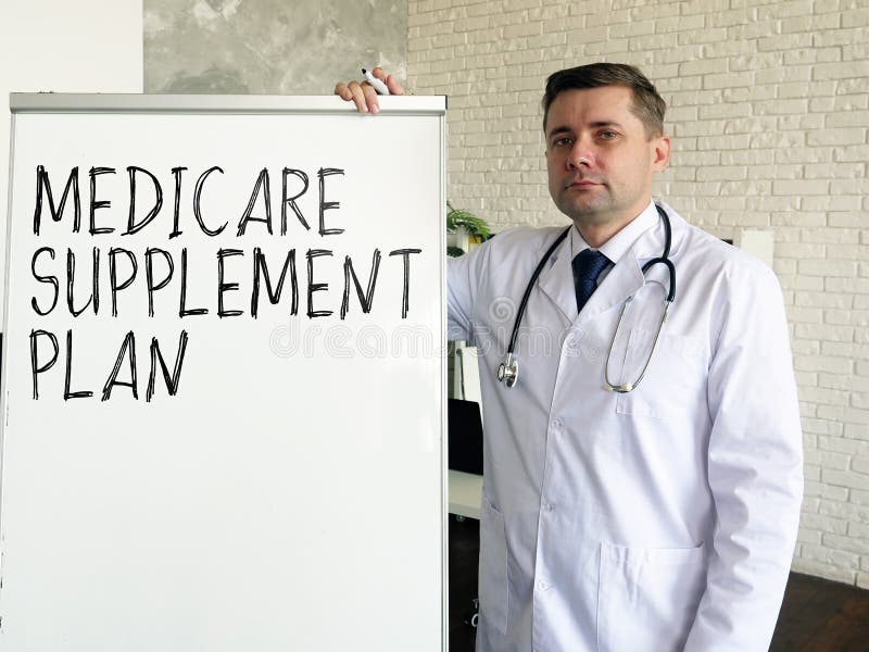 The Doctor Talks about Medicare Supplement Plan. Stock Image - Image of ...
