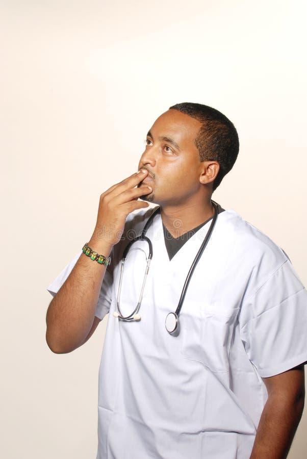 Doctor is thinking stock photo. Image of american, hospital - 5789632