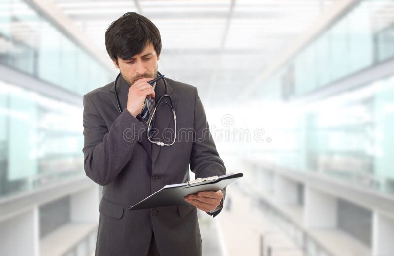 Doctor thinking stock image. Image of hospital, diagnosis - 152357125