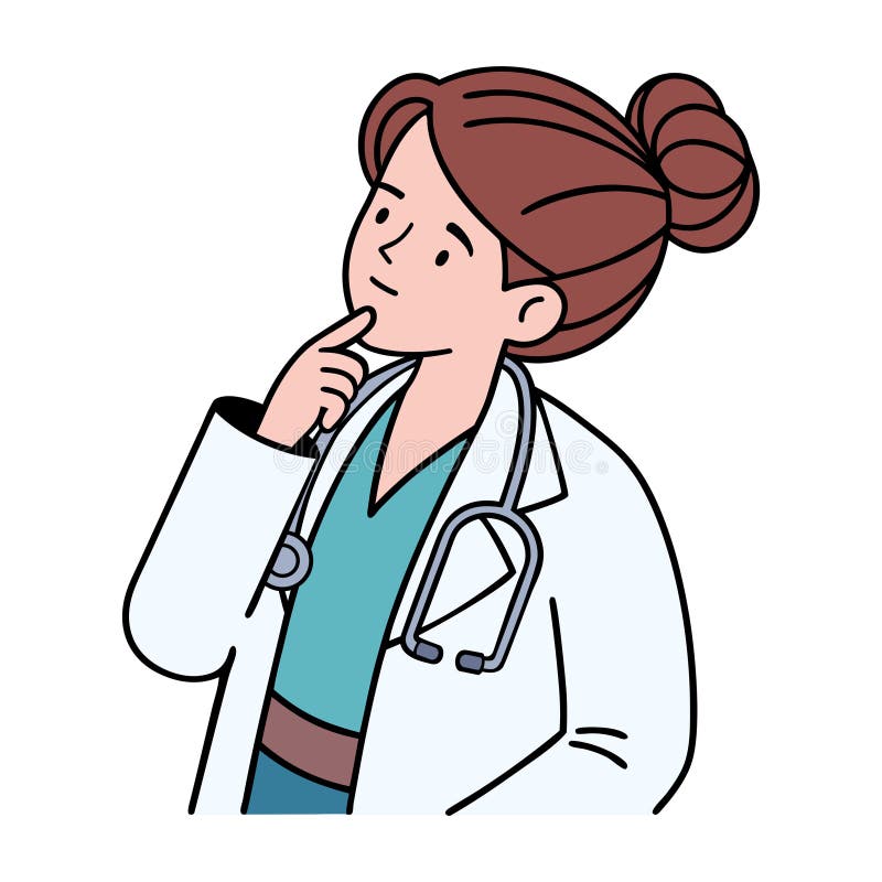 Doctor Thinking with Hand on Chin Stock Illustration - Illustration of ...