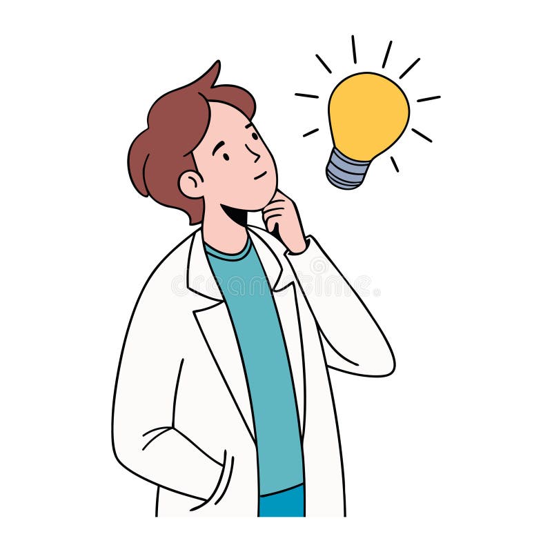 Doctor Thinking with Lightbulb Stock Illustration - Illustration of ...