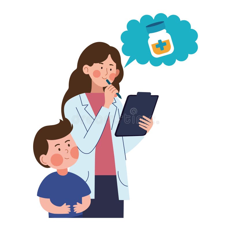 Doctor Thinking with Patient Icon Stock Illustration - Illustration of ...