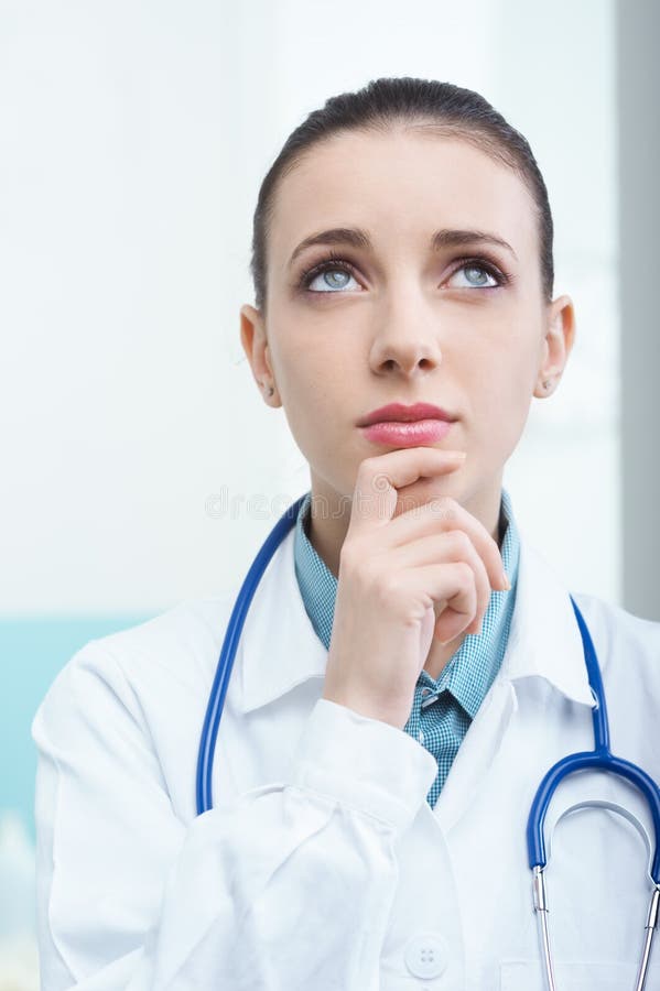 Doctor thinking stock image. Image of medical, woman - 36697269
