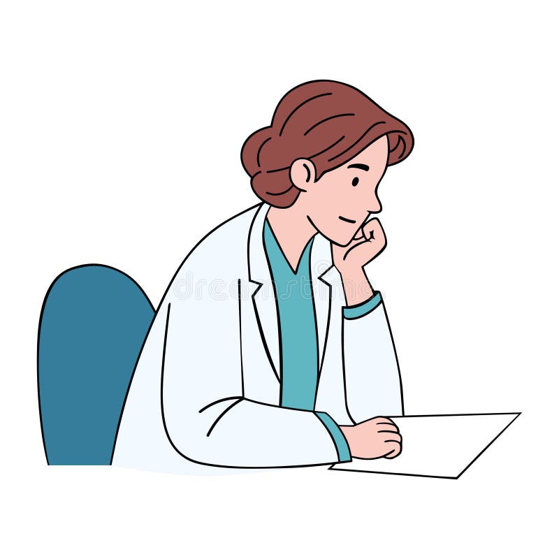 Doctor Thinking while Sitting Stock Vector - Illustration of making ...