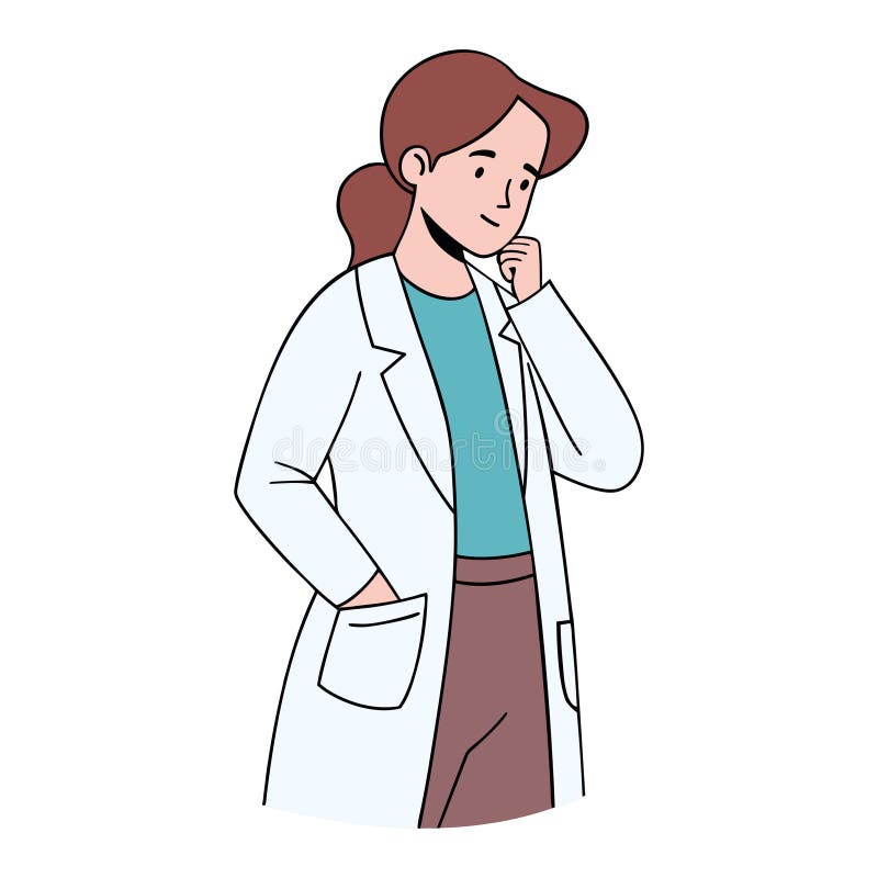 Doctor Thinking while Standing Stock Illustration - Illustration of ...