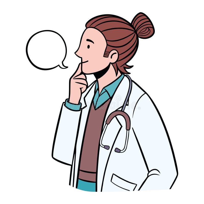 Doctor Thinking with Stethoscope Stock Illustration - Illustration of ...