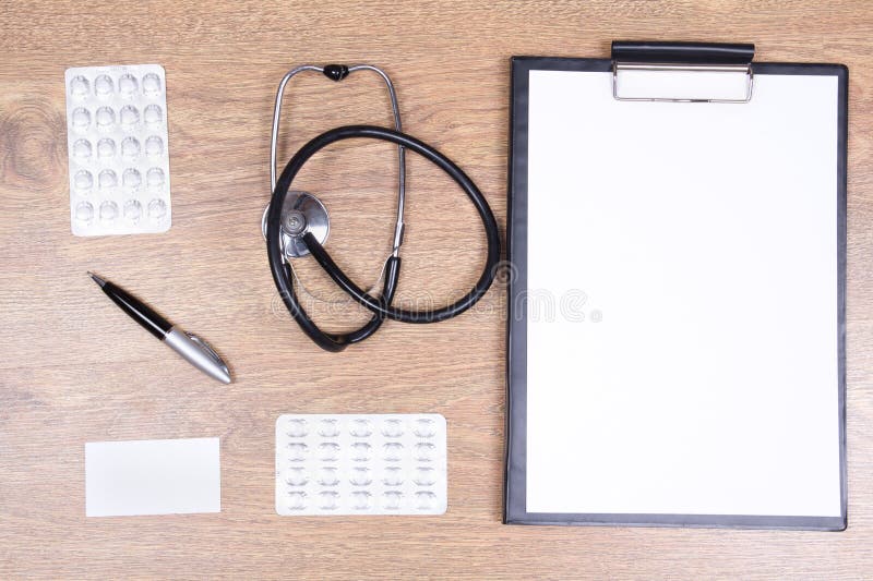 Doctor Tools and Office Supplies on the Table Stock Image - Image of ...