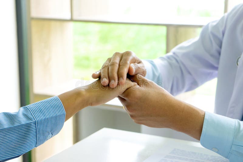 Doctor Touch Patient Hand To Give Good Thinking Stock Image - Image of ...
