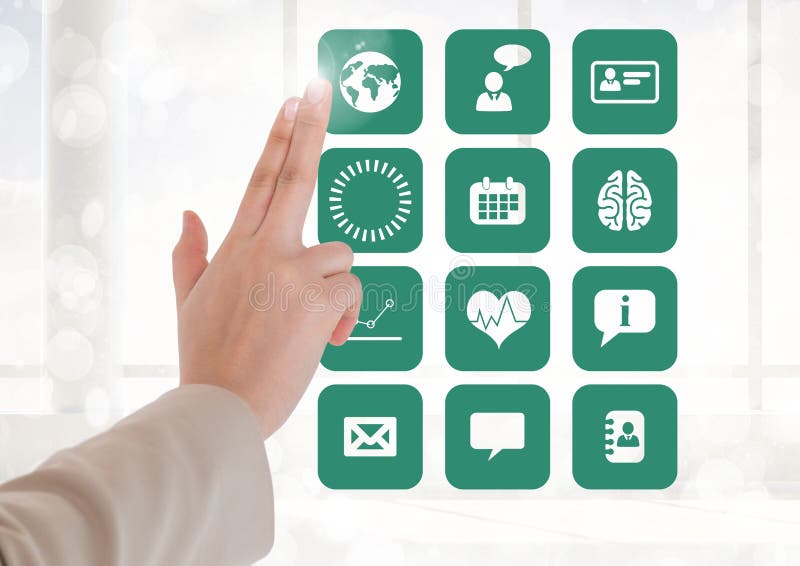 Doctor Touching Interface Screen with Medical Icons Stock Photo - Image ...