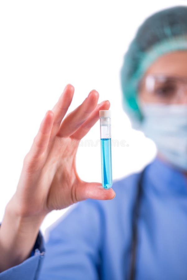 The Doctor with Tube in Lab Isolated on White Stock Photo - Image of ...
