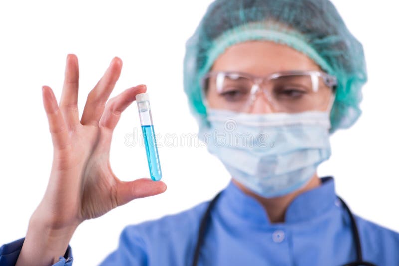 The Doctor with Tube in Lab Isolated on White Stock Photo - Image of ...