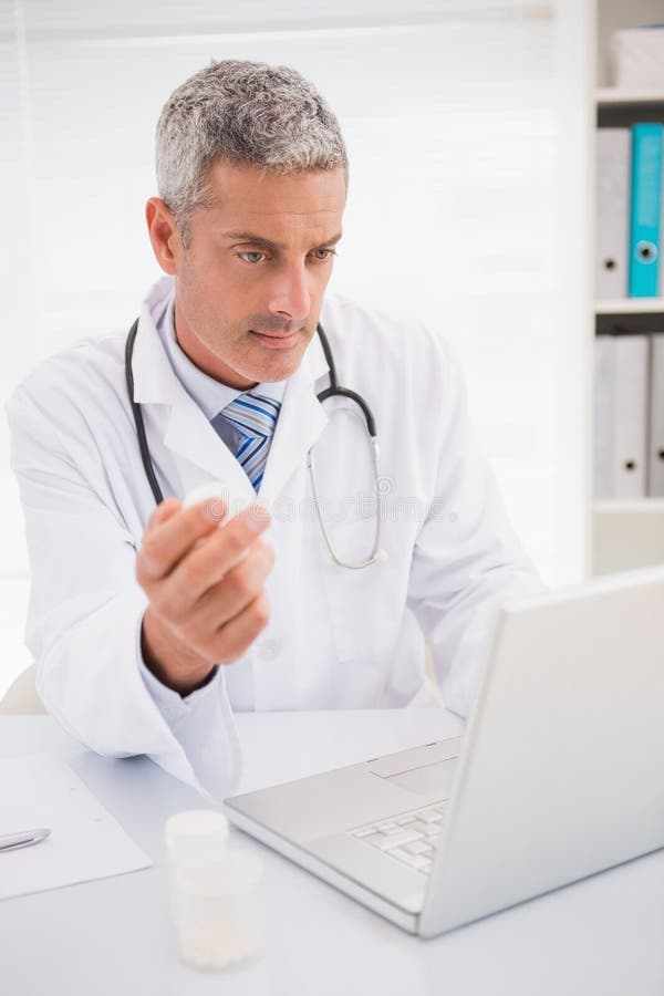Doctor Typing on Keyboard the Prescriptions Stock Image - Image of ...