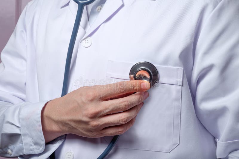 Doctor Use Stethoscope on Himself Stock Photo - Image of adult, doctor ...