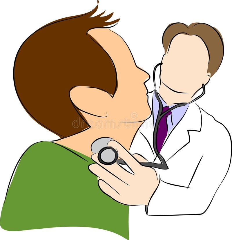 Doctor Use Stethoscope with Patient Stock Illustration - Illustration ...