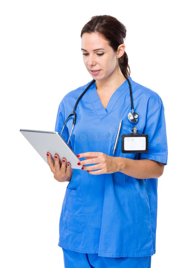 Doctor use tablet stock image. Image of female, medic - 44094641