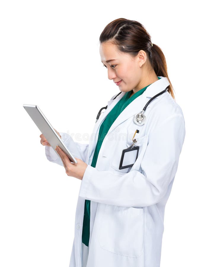 Doctor use tablet stock image. Image of person, hold - 44092549