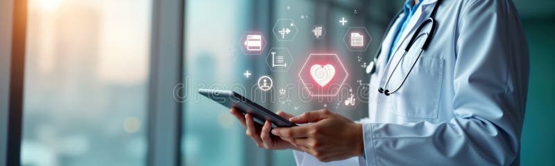 Doctor Uses Digital Tablet for Secure Health Record Access. Modern Tech ...