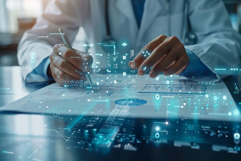 A Doctor Using AI Technology Decision Support Systems. Stock Image ...