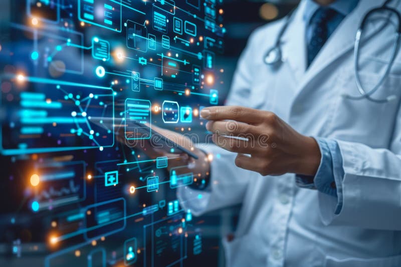 A Doctor Using AI Technology Decision Support Systems. Stock ...