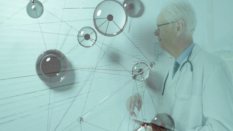 Doctor Using Animation for Digital Network Connections and Data ...