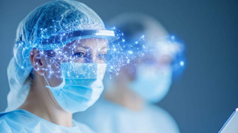 Doctor Using Digital Tablet with Futuristic Medical Data Network and AI ...
