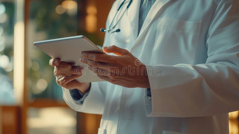 Doctor Using Digital Tablet Stock Illustration - Illustration of doctor ...