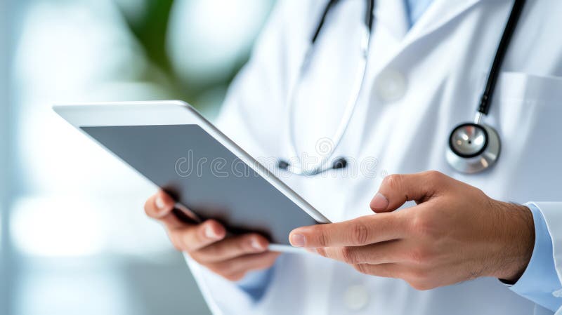 Doctor Using Digital Tablet in Medical Environment, Focused on Patient ...