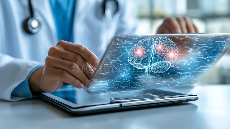 Doctor is Using Digital Tablet To Analyze Brain Activity Showcasing ...